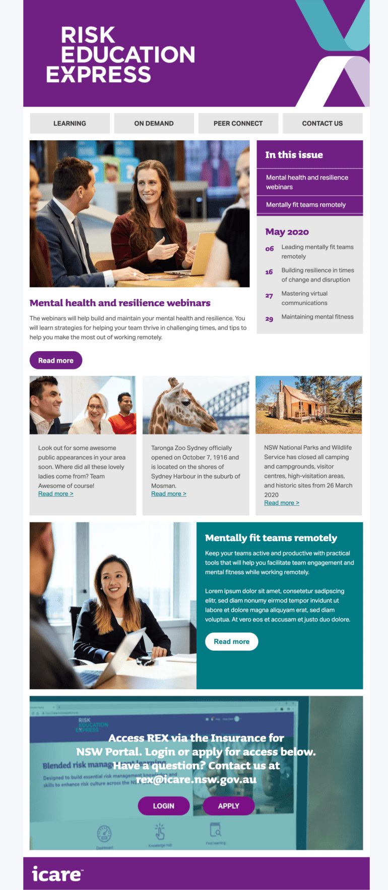 Email Newsletter - icare Insurance and Care | Swift Digital